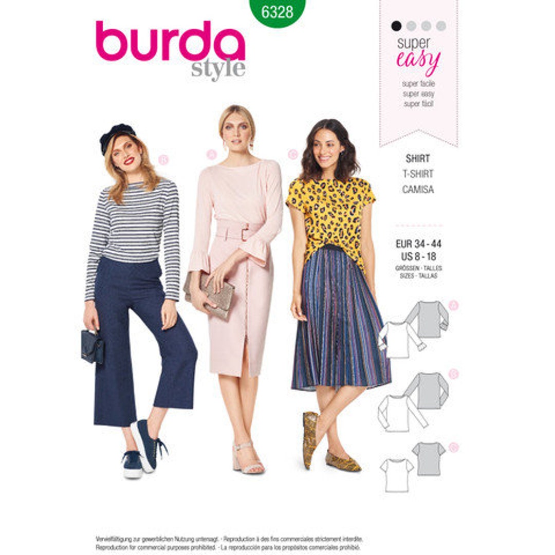 Burda Style Sewing Pattern 6328 Misses' Top With Boat Neckline - Etsy