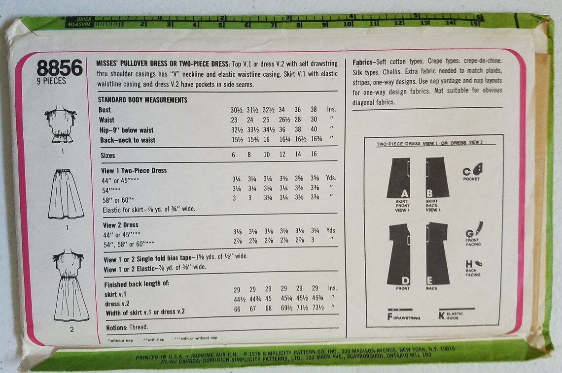 VINTAGE Simplicity Sewing Pattern 8856 Misses' Pullover - Etsy