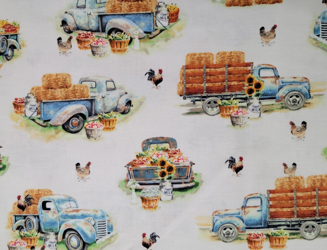 Hay Truck Cotton Fabric Sold by the Yard - Etsy