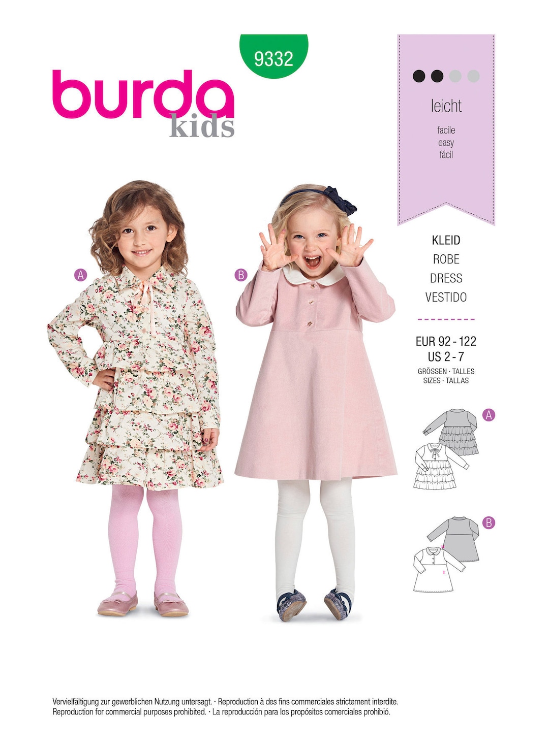 Burda Style Sewing Pattern 9332 Children's Dresses - Etsy