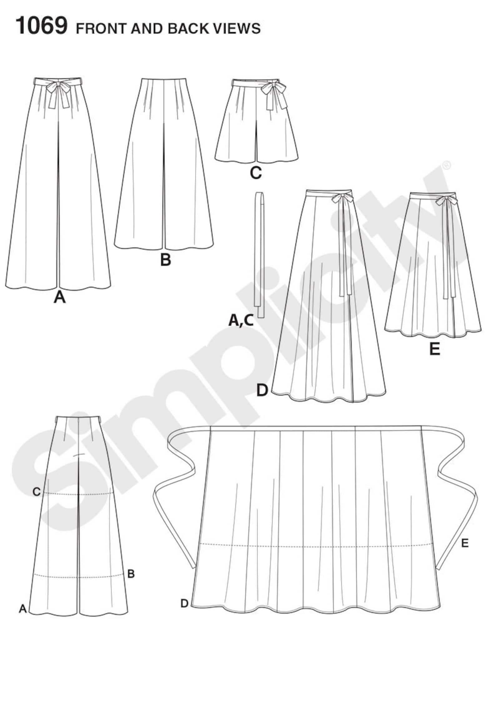 Simplicity Sewing Pattern 1069 Misses' Wide Leg Pants in Two Lengths or ...