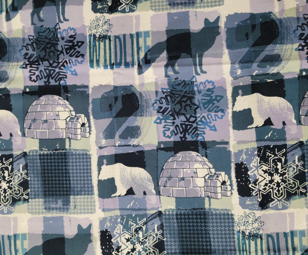 Igloo and Wildlife Blue Cotton Fabric (1 Yard 11 Inches) - Etsy