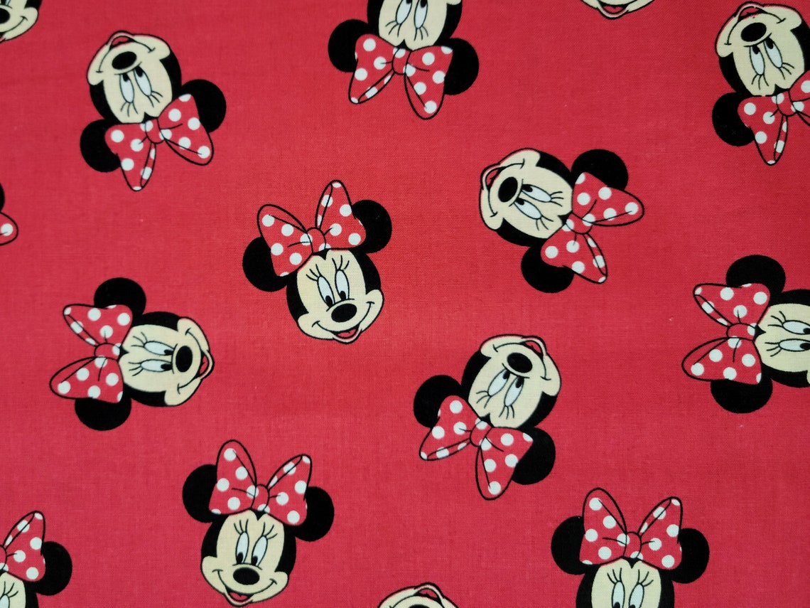 Minnie Mouse Faces Cotton Fabric Sold by the Yard - Etsy