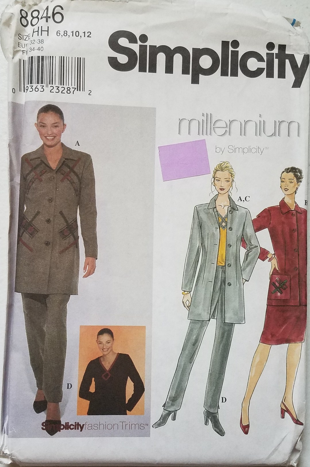 VINTAGE Simplicity Sewing Pattern 8846 Misses' / Miss Petite Coat or ...