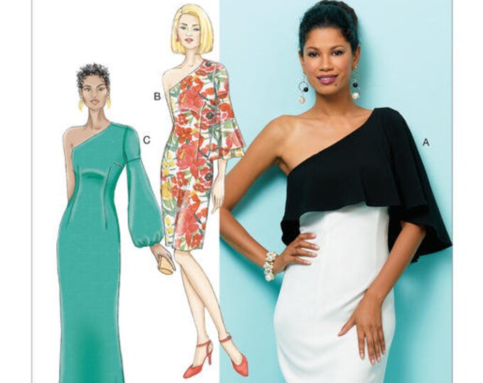 OUT of PRINT Butterick Sewing Pattern B6557 Misses' One Shoulder Dress ...