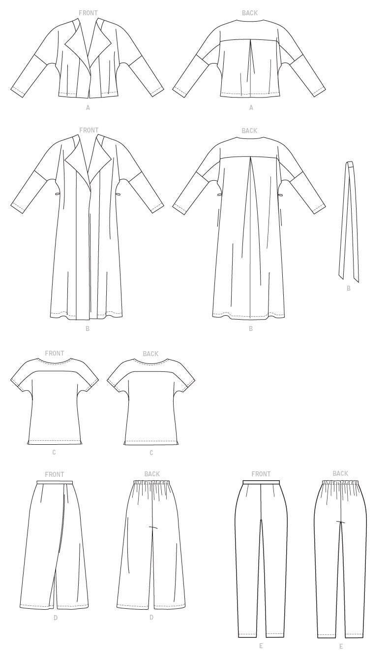 OUT of Printvogue Pattern V9246 Misses' Drop-shoulder Jackets, Belt ...