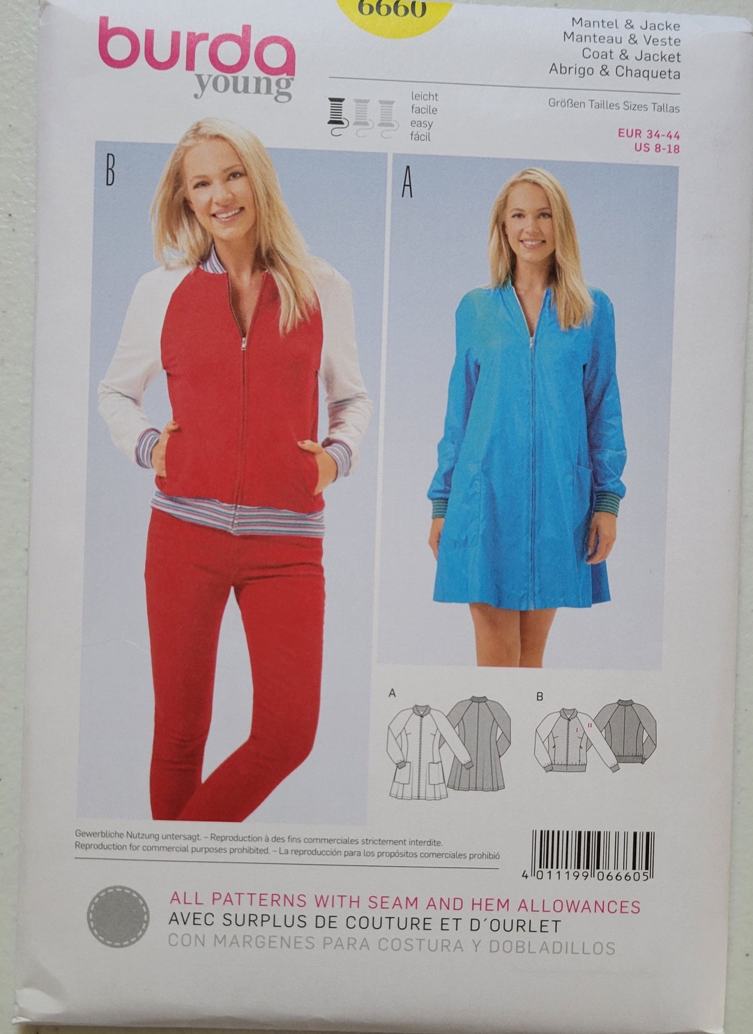 OUT of PRINT Burda Style Sewing Pattern 6660 Misses Coat and Jacket - Etsy