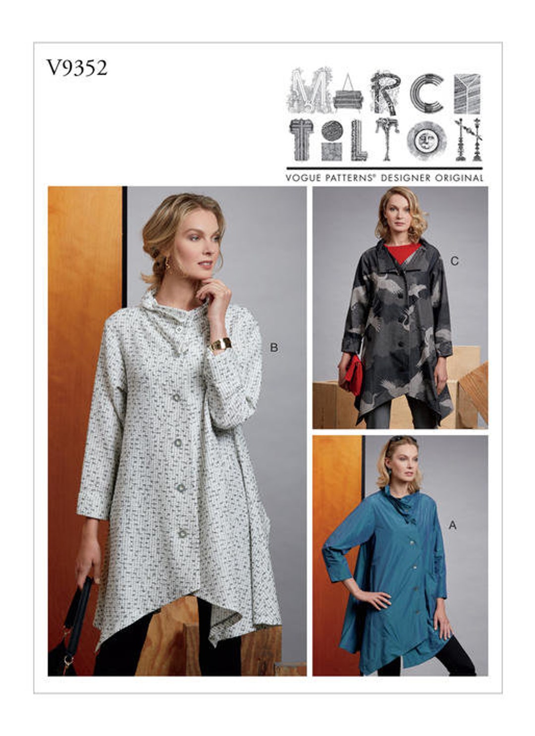 OUT of PRINT Vogue Pattern V9352 Misses' Coat - Etsy