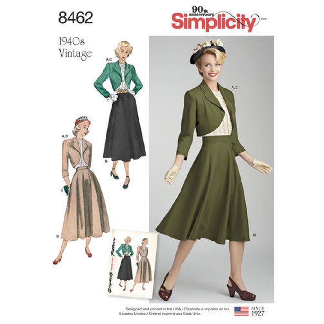 Simplicity Sewing Pattern 8462 Misses' Vintage Blouse, Skirt and Lined ...