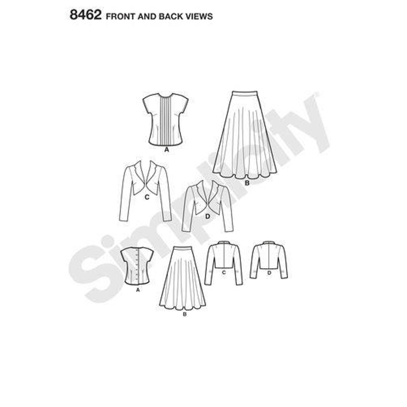 Simplicity Sewing Pattern 8462 Misses' Vintage Blouse, Skirt and Lined ...