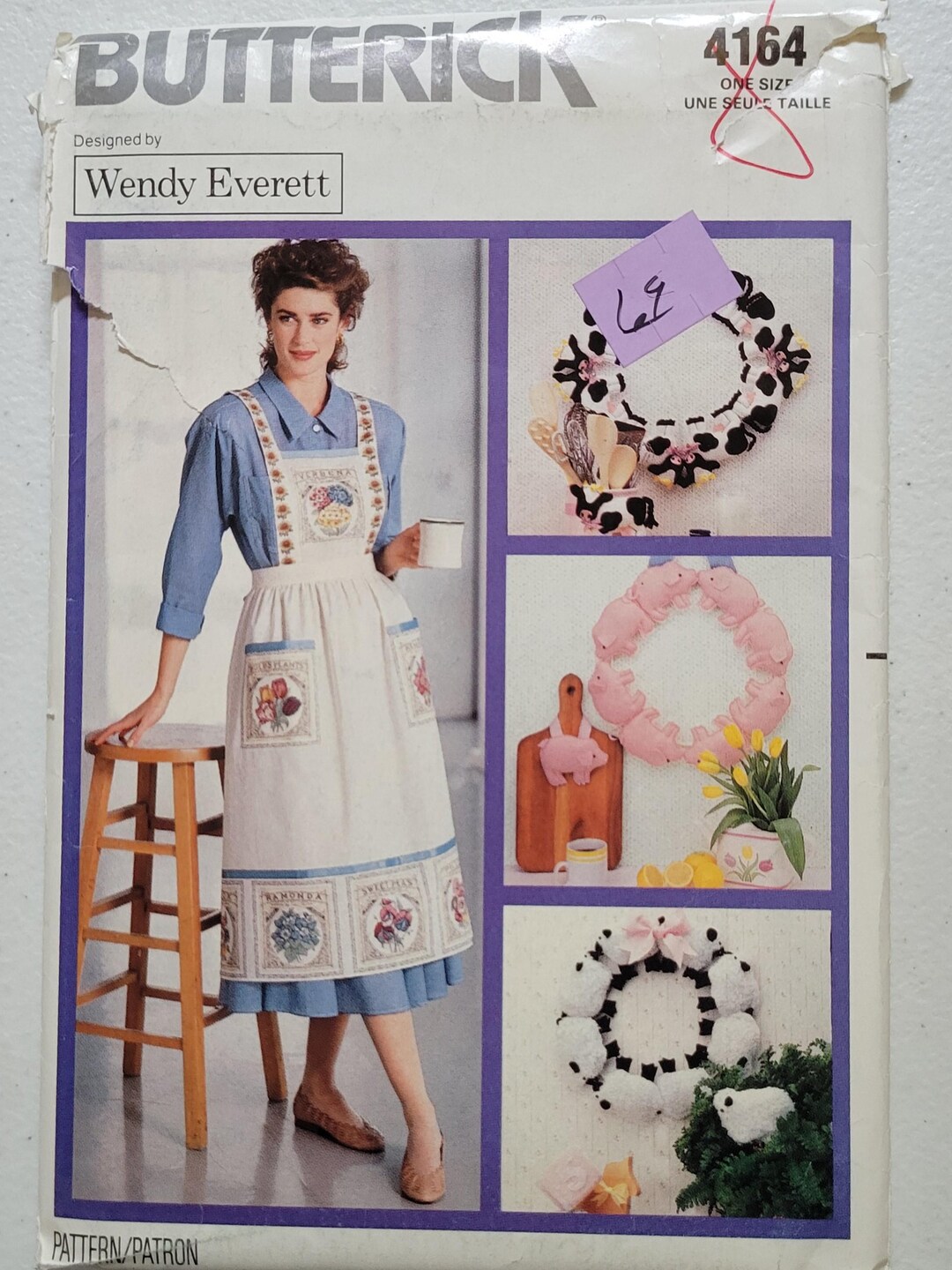 VINTAGE Butterick Sewing Pattern 4164 Misses Wreaths, Apron and Jacket ...
