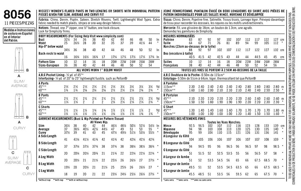 Simplicity Sewing Pattern 8056 Misses' / Women's | Etsy