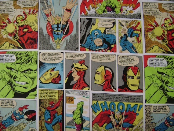 Cartoon Marvel Comic Cotton Fabric 23 Inches | Etsy