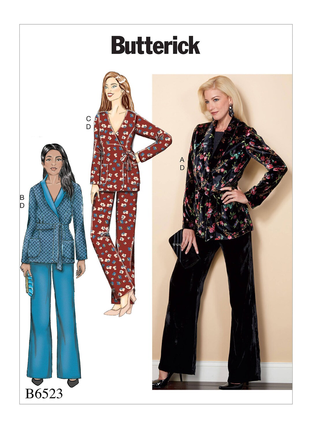 OUT of PRINT Butterick Sewing Pattern B6523 Misses' Jacket, Sash and ...