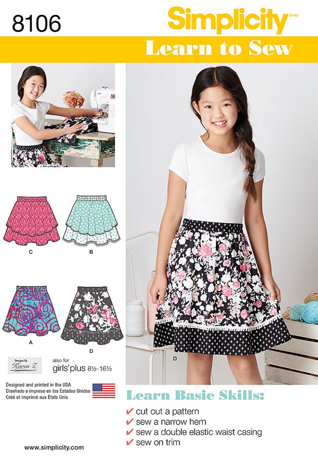 Simplicity Sewing Pattern 8106 Girls' / Girls' Plus Skirts - Etsy