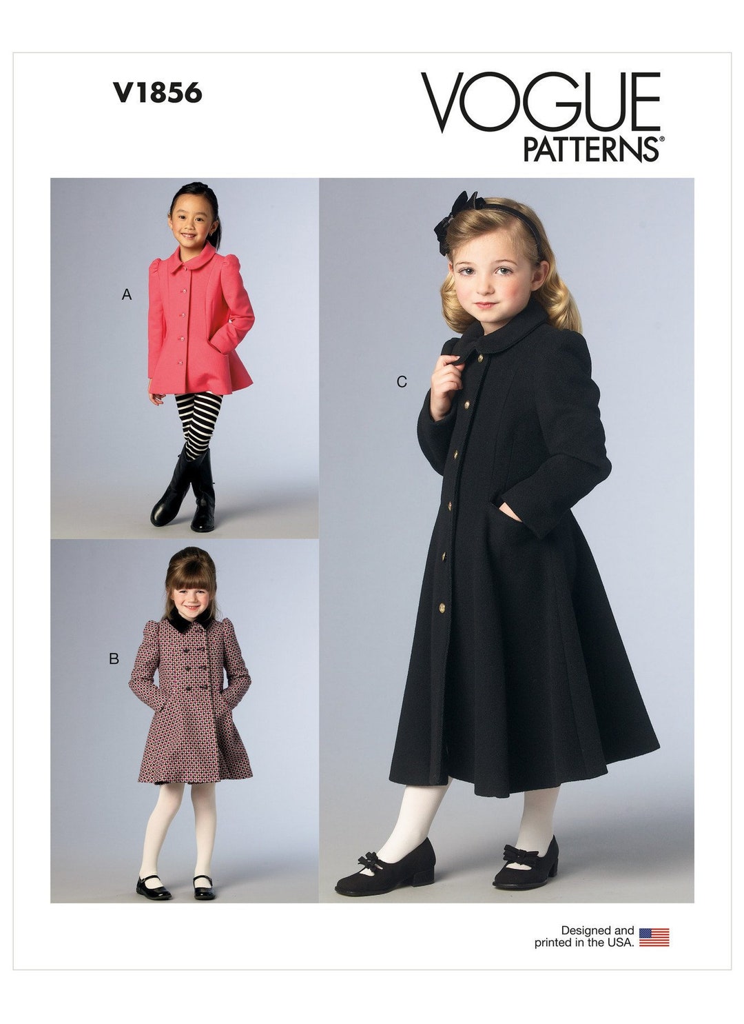Vogue Sewing Pattern V1856 Children's and Girls' Jacket and Coat - Etsy
