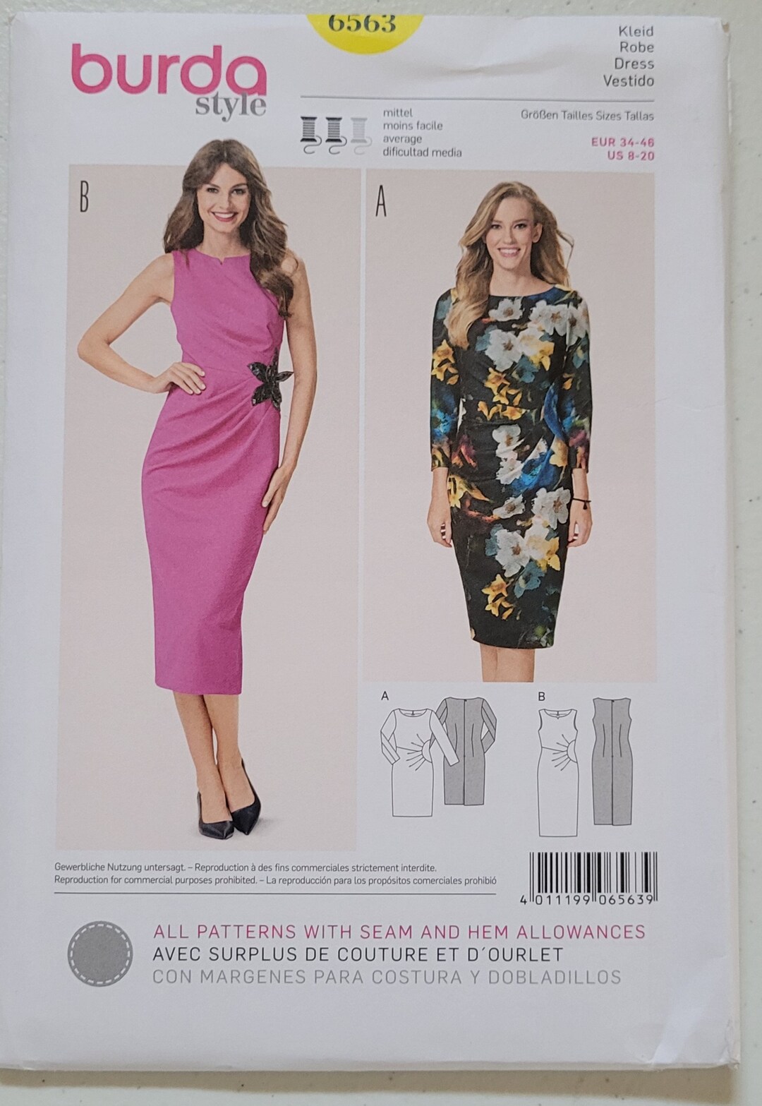 OUT of PRINT Burda Style Sewing Pattern 6563 Misses Dress - Etsy