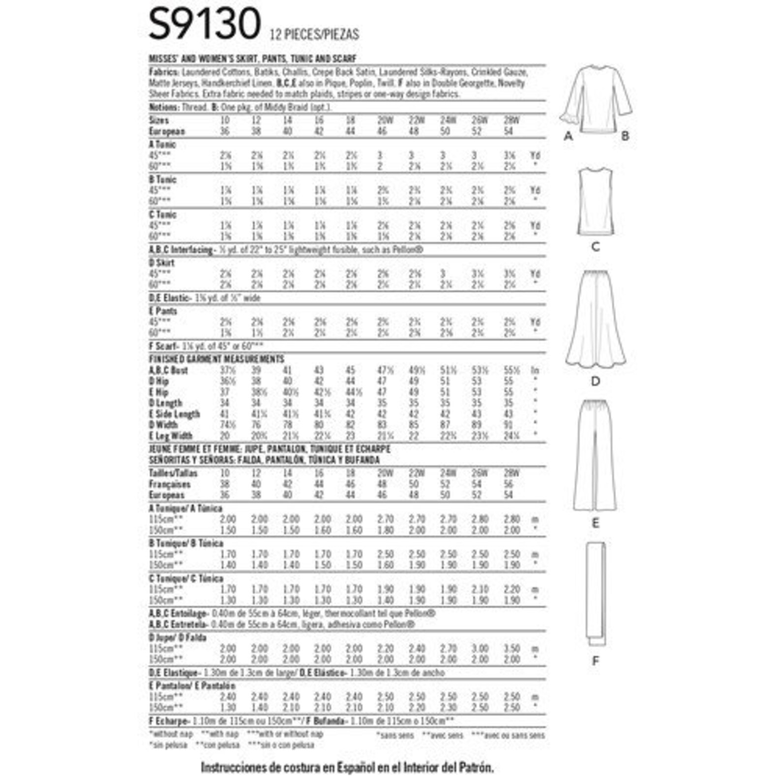 Simplicity Sewing Pattern S9130 Misses' and Women's Tops and Bottoms - Etsy