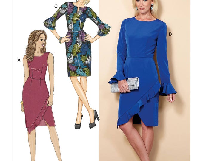 OUT of PRINT Butterick Sewing Pattern B6515 Misses' Dress With Ruffle ...