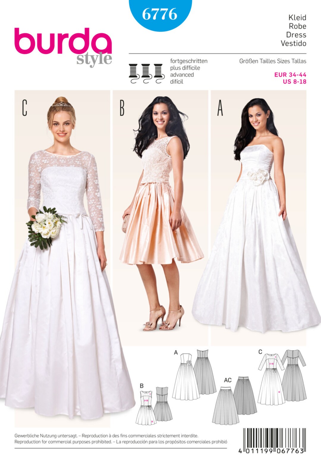 Burda Style Sewing Pattern 6776 Evening & Bridal Wear - Etsy