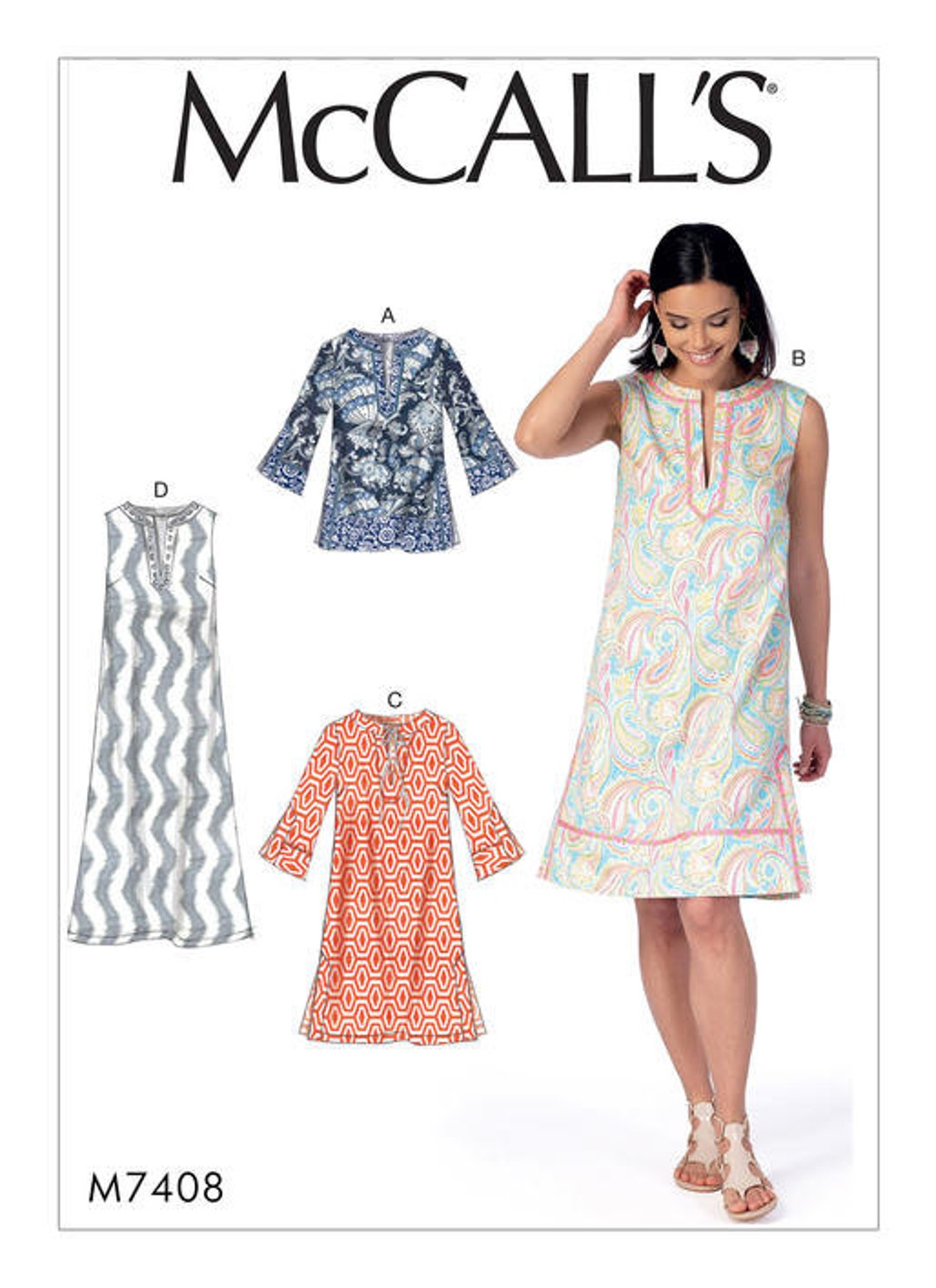 Mccall's Sewing Pattern M7408 Misses' Notched Tunic and Dresses - Etsy