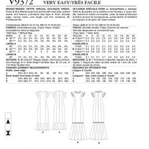OUT of PRINT Vogue Sewing Pattern V9372 Misses'/misses' Petite Special ...