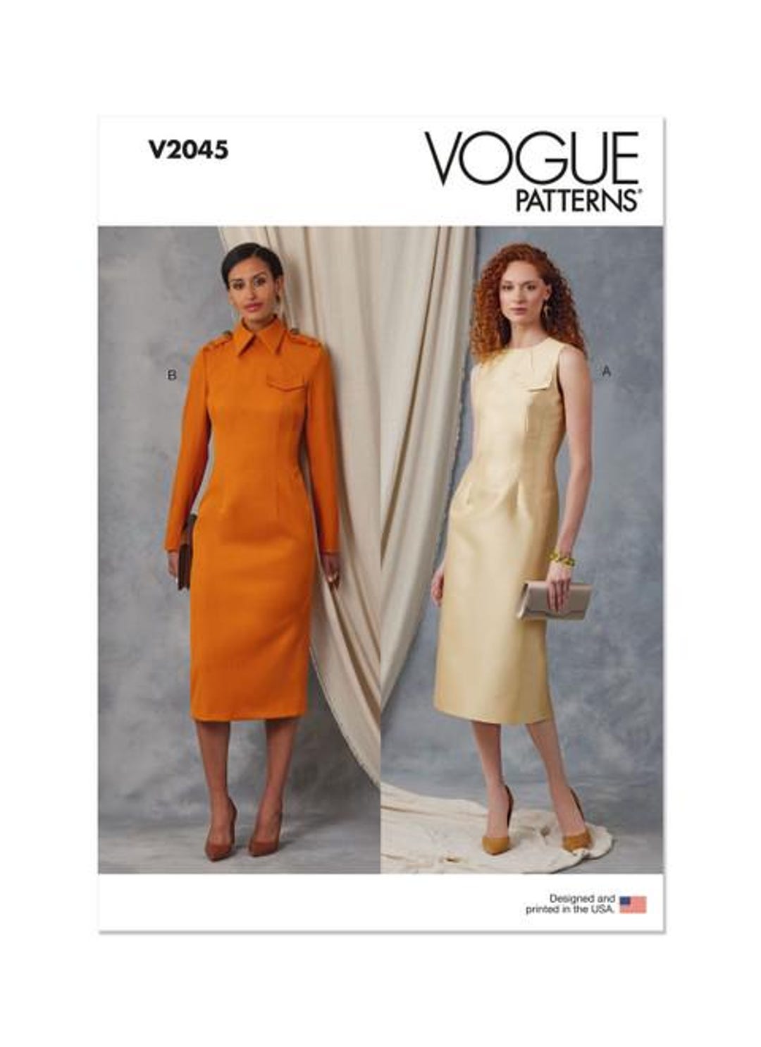 Vogue Sewing Pattern V2045 Misses' Dress With Collar and Sleeve ...