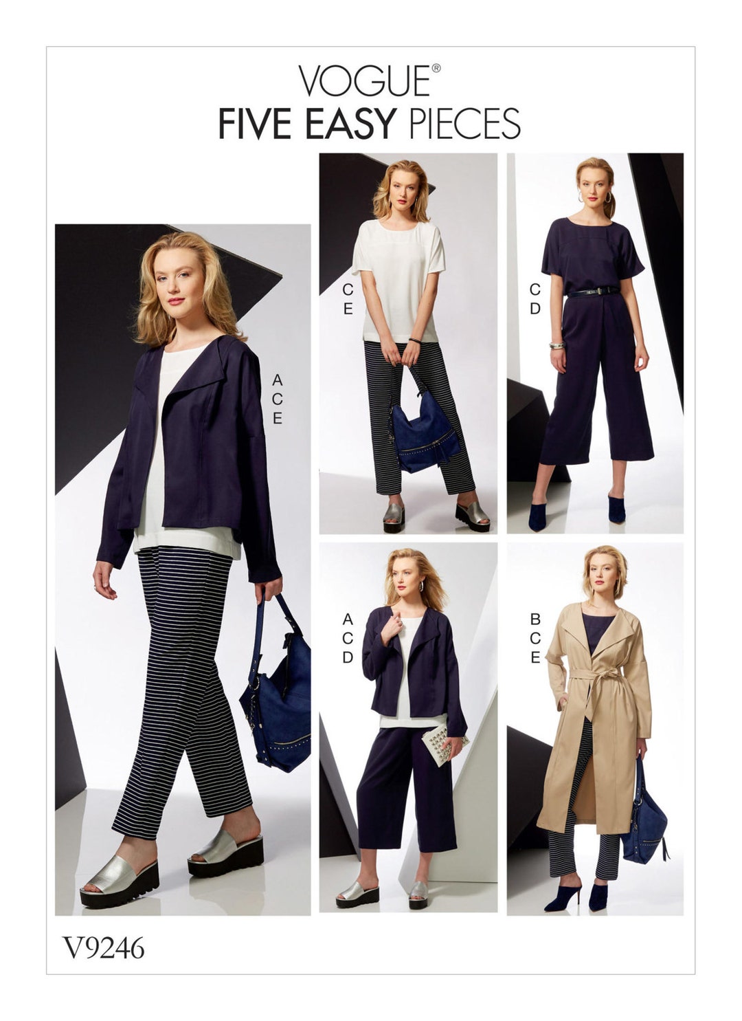 OUT of Printvogue Pattern V9246 Misses' Drop-shoulder Jackets, Belt ...