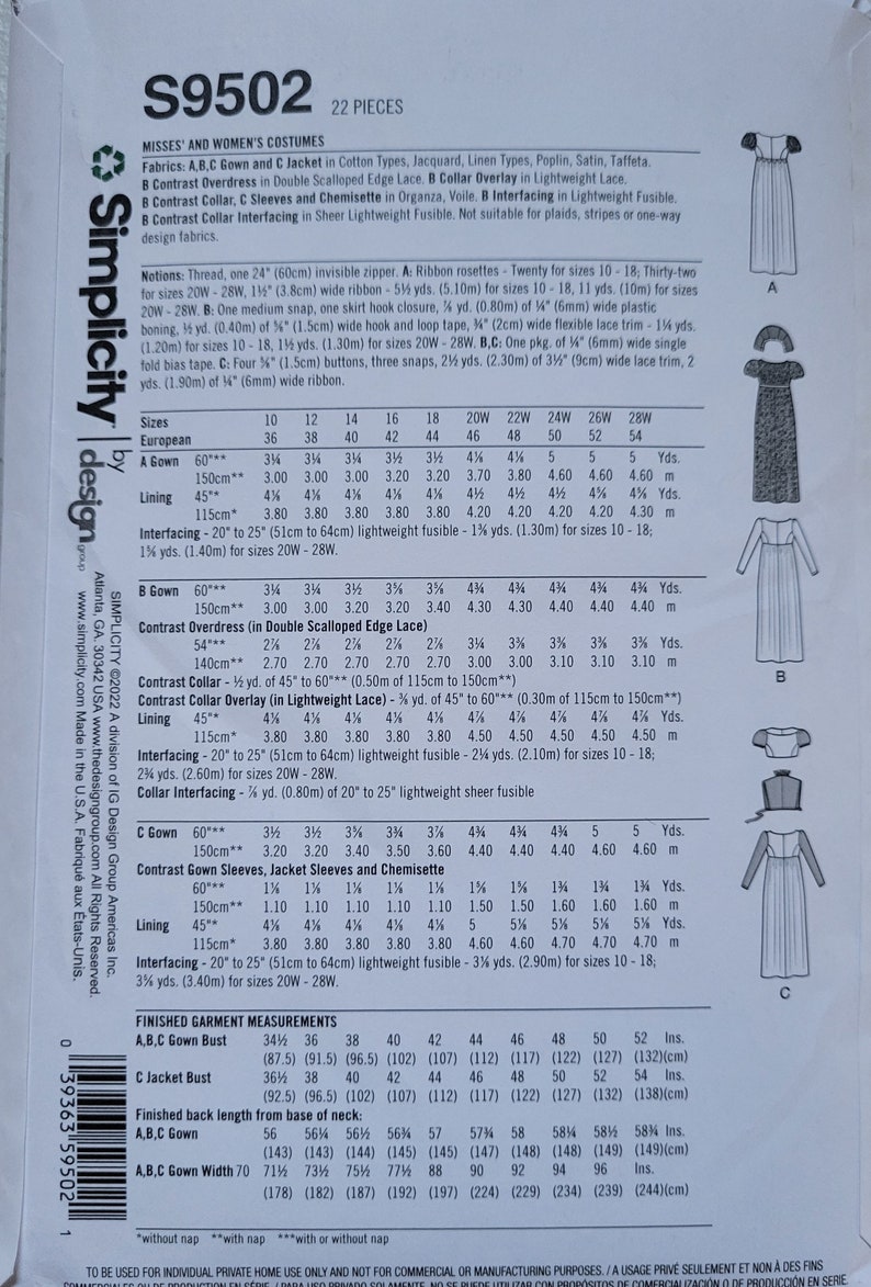 Simplicity Sewing Pattern S9502 Misses' and Women's | Etsy