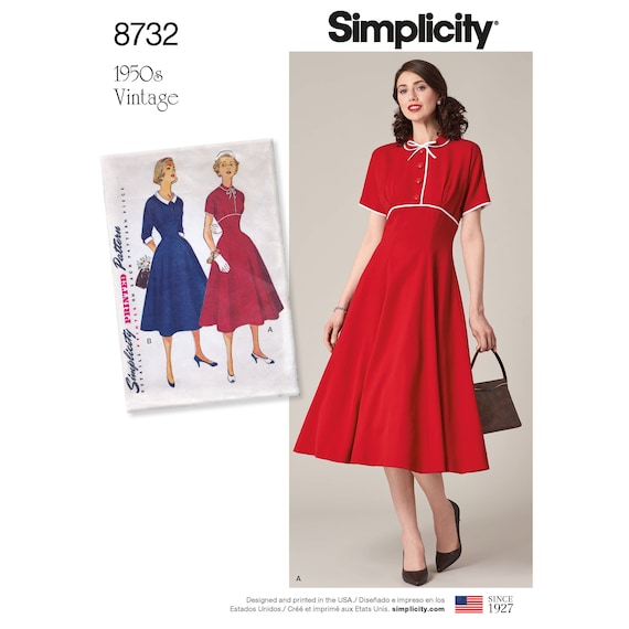 Simplicity Sewing Pattern 8732 Misses' Vintage Dress | Etsy