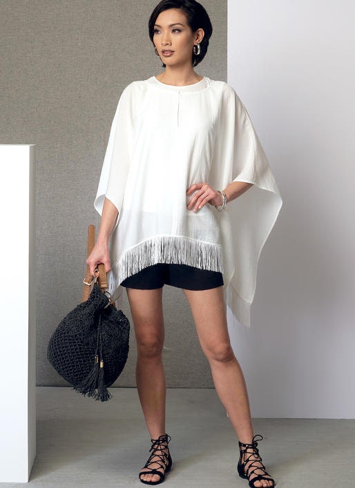 Vogue Pattern V9191 Misses' Ponchos, Back-pleat Top, Shorts and Wide ...