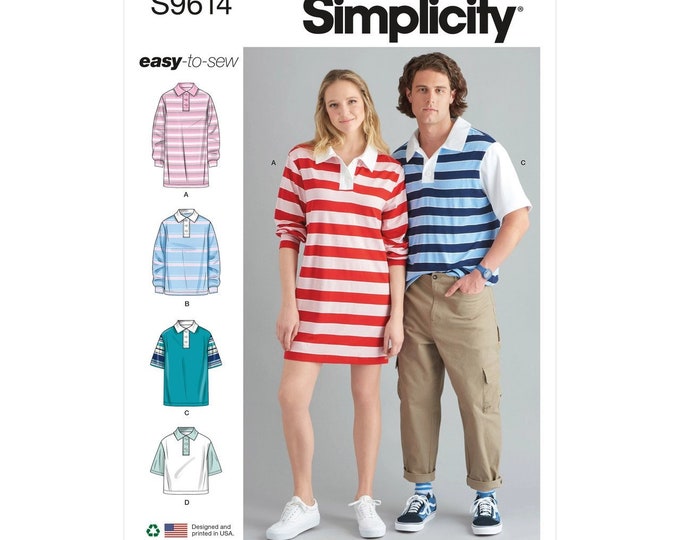 Simplicity Sewing Pattern S9614 Teens', Misses' and Men's Shirts - Etsy