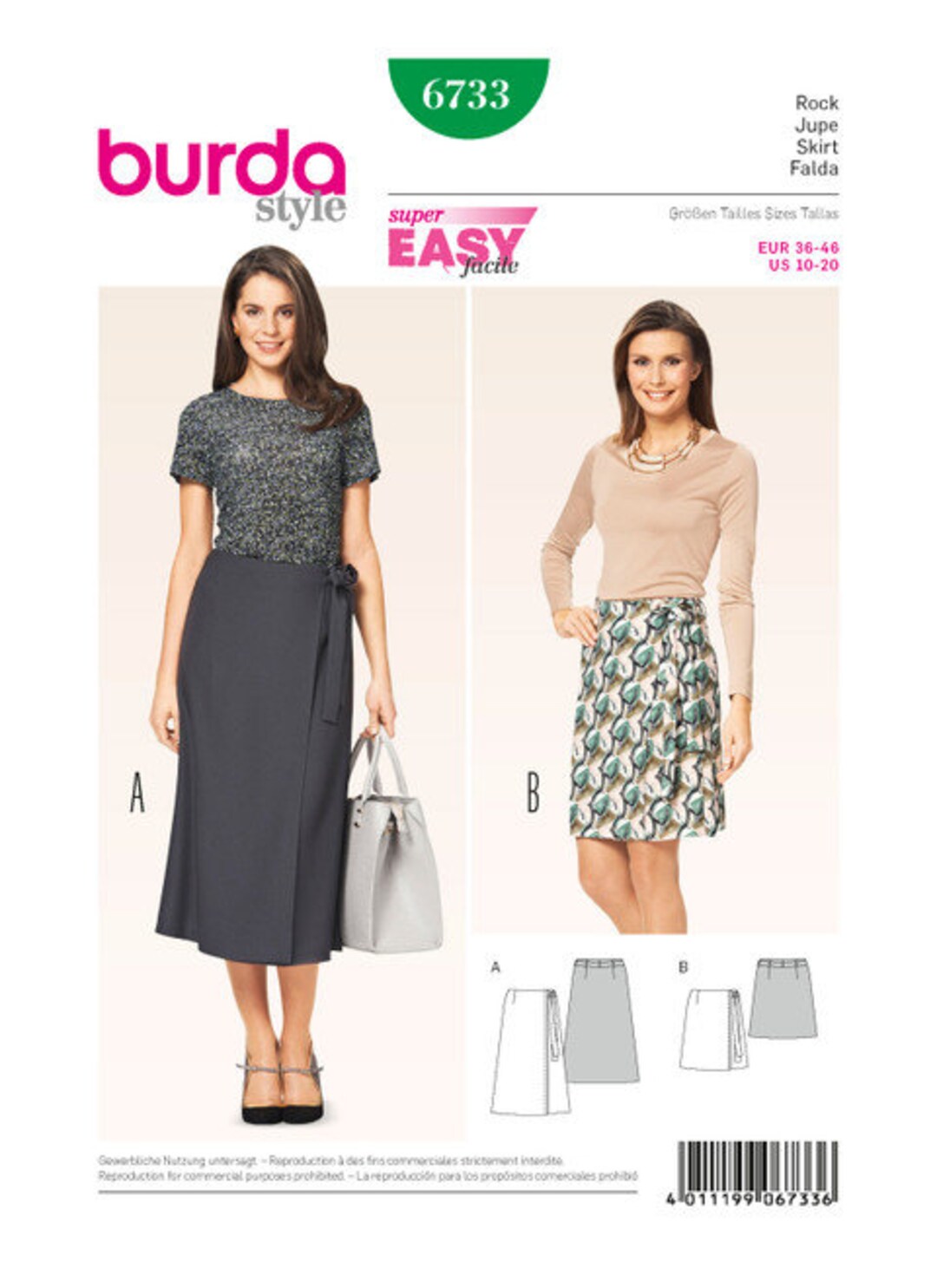 Burda Style Sewing Pattern 6733 Misses' Wrap Skirt - Etsy