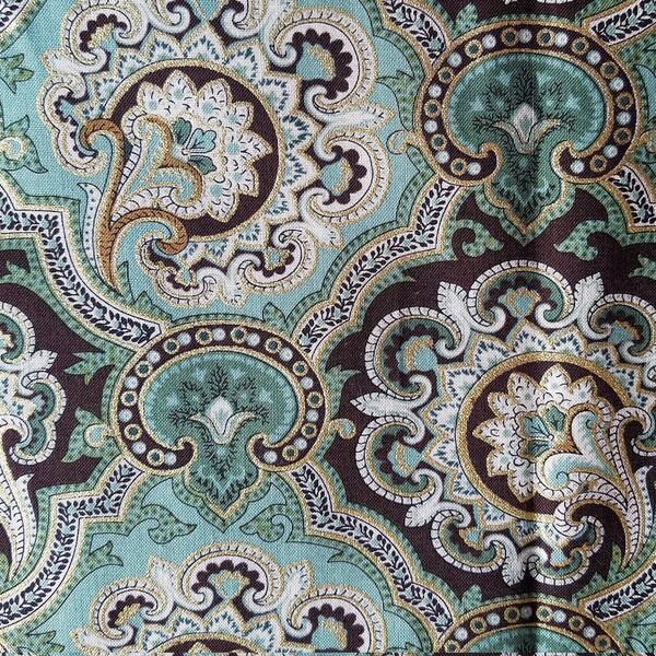 Teal Paisley Fabric - Etsy
