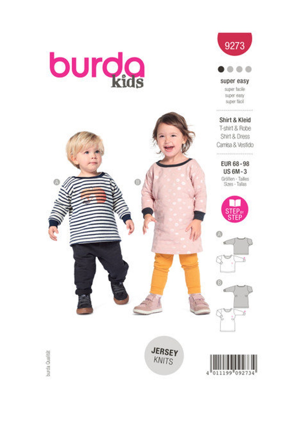 Burda Kids Sewing Pattern 9273 Babies' Top and Dress With Round ...