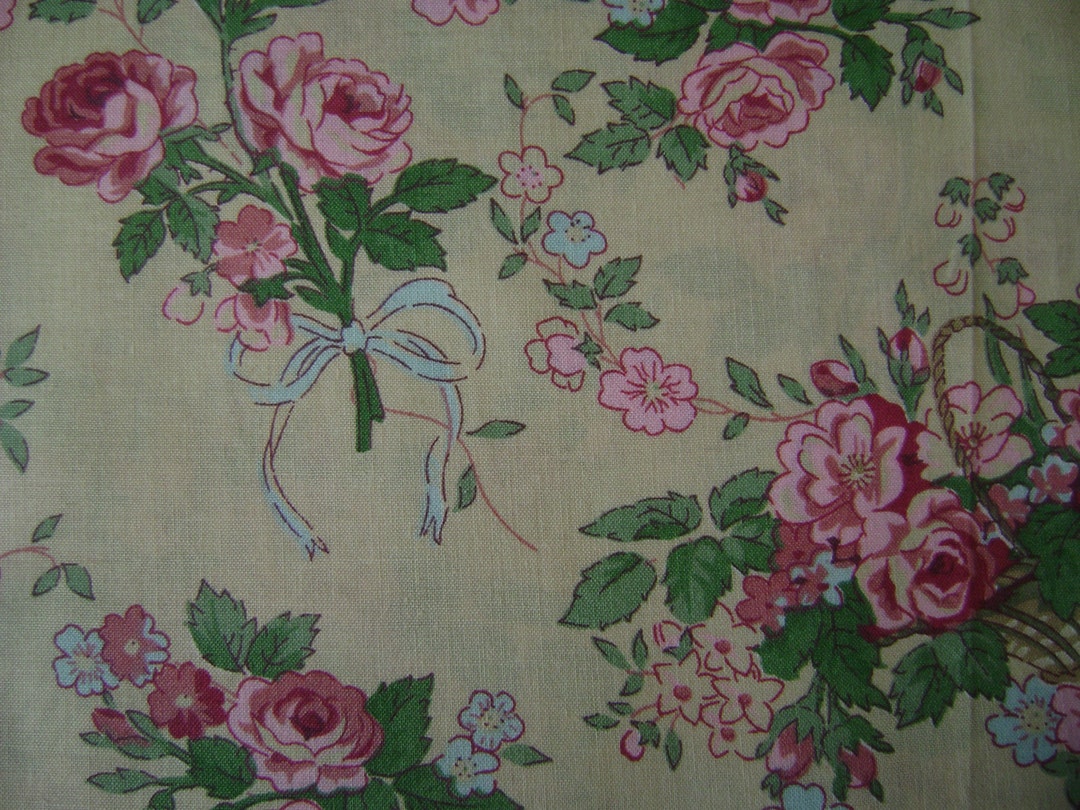Pink Roses Cotton Fabric Sold by the Yard - Etsy