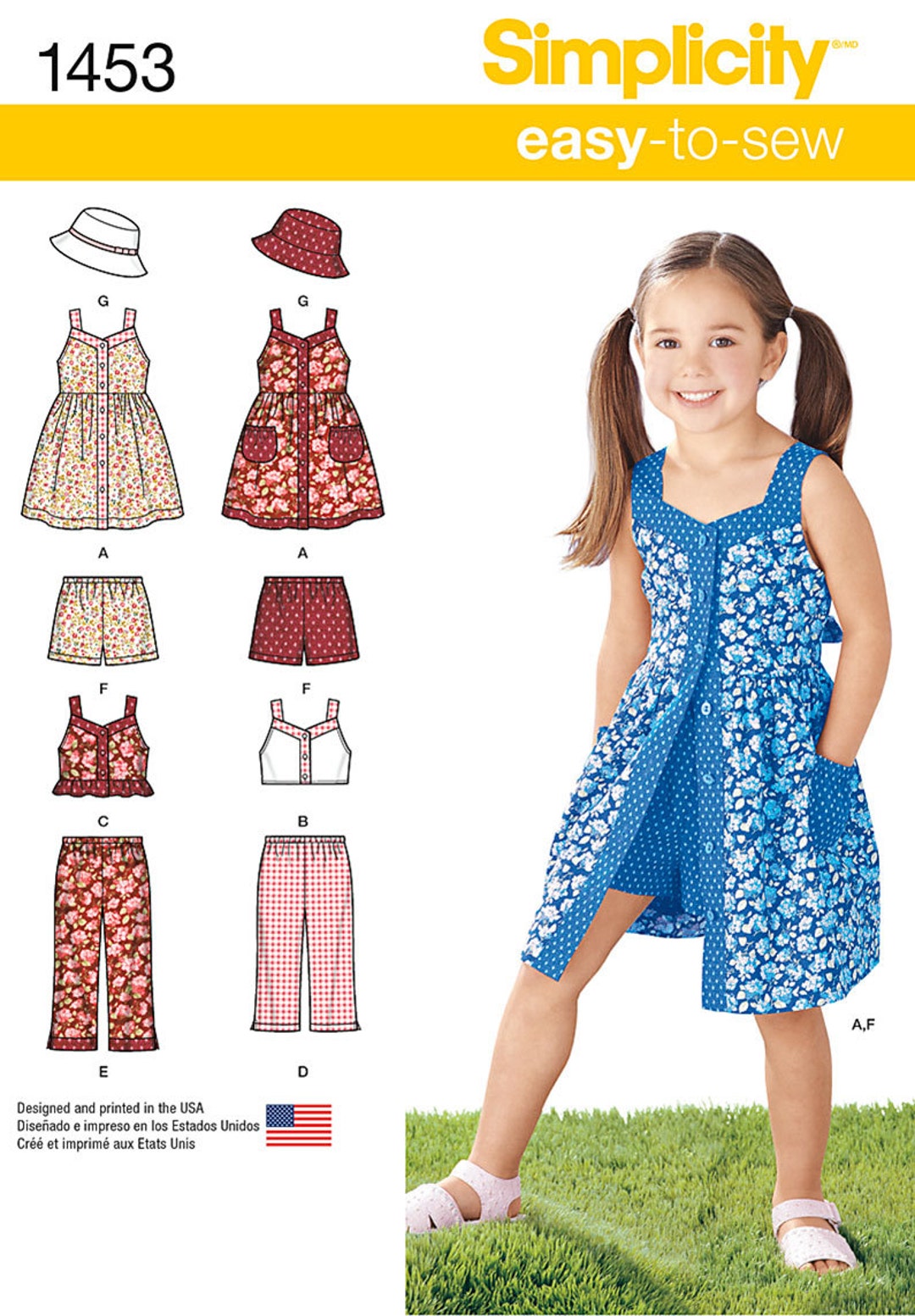 Simplicity Sewing Pattern 1453 Child's Dress, Top, Pants or Shorts and ...