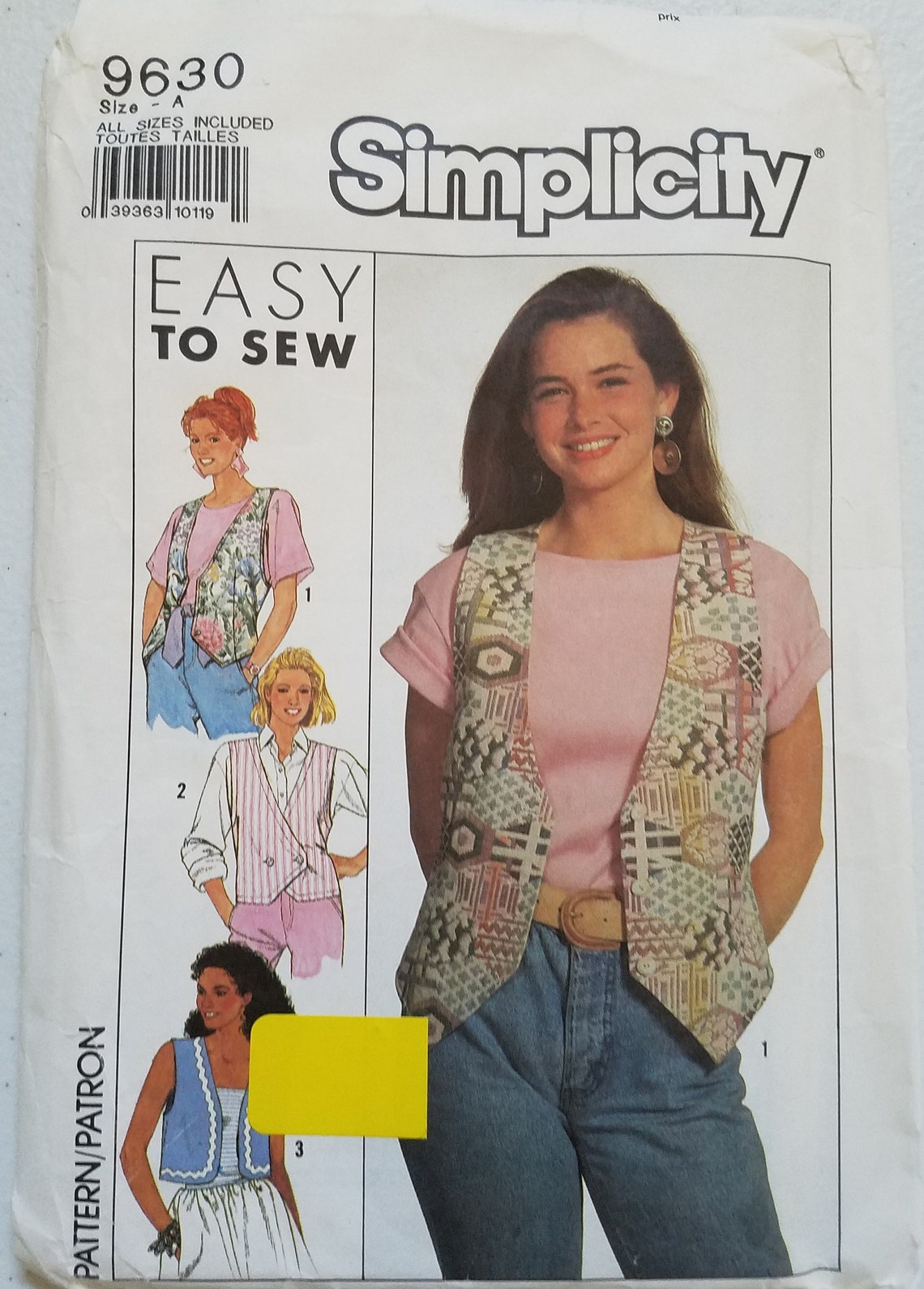 VINTAGE Simplicity Sewing Pattern 9630 Misses' Vests - Etsy
