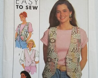 9373 Vintage Simplicity Sewing Pattern Misses Easy to Sew Lined Vests ...