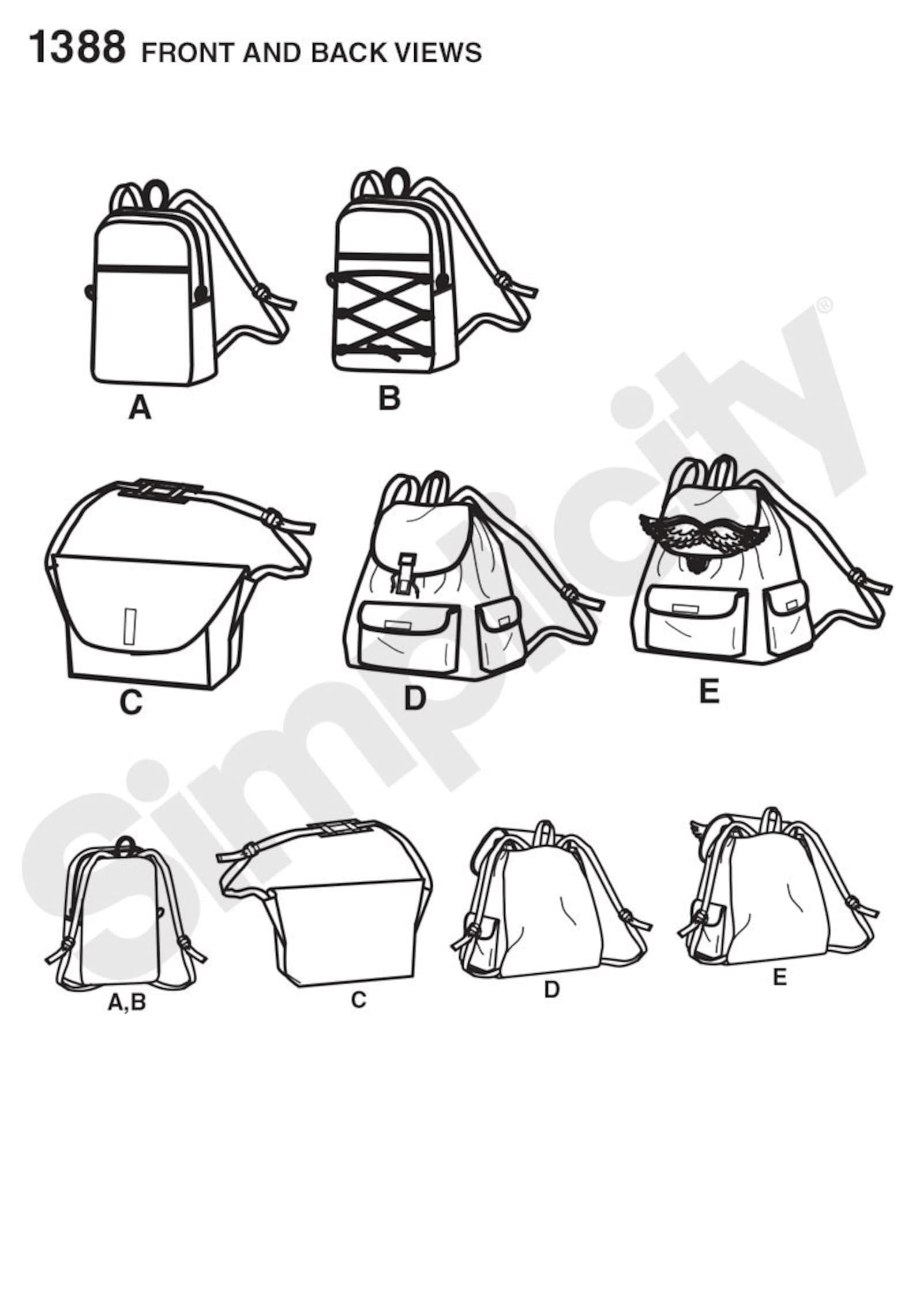 OUT of PRINT Simplicity Pattern 1388 Backpacks and Messenger Bag - Etsy