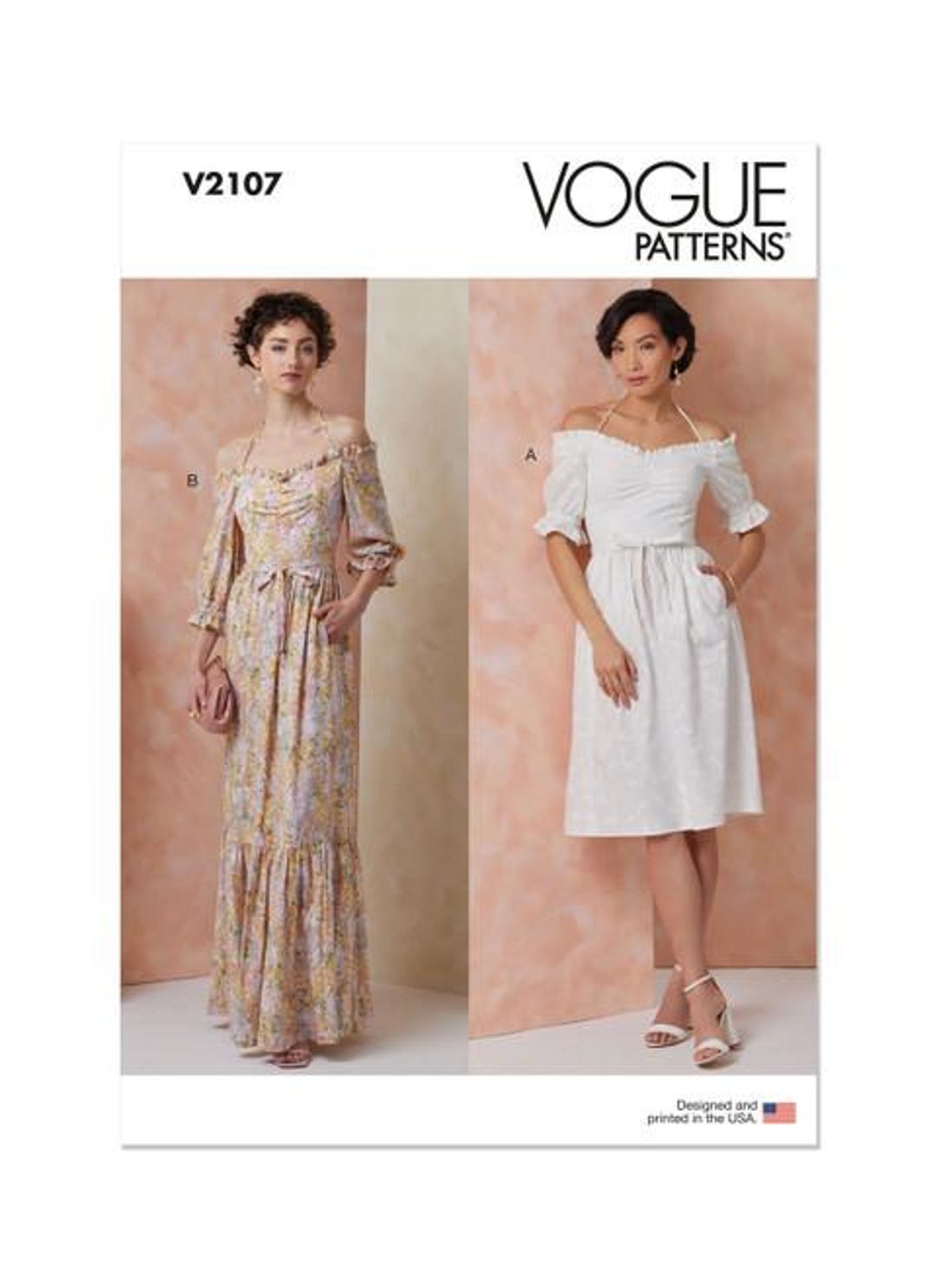 Vogue Sewing Pattern V2107 Misses' Dress in Two Lengths With Tie Belt ...