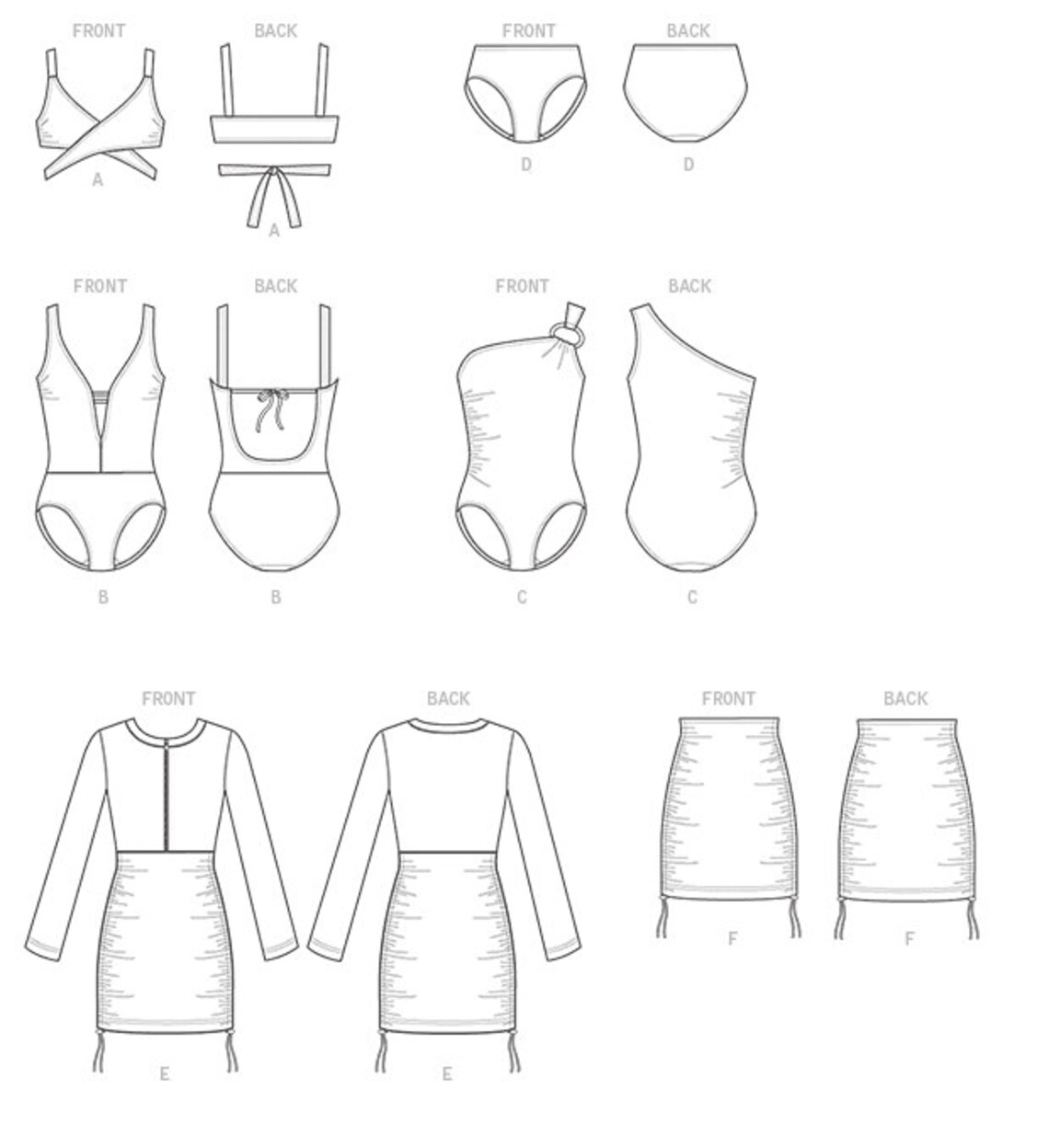 Vogue Pattern V9192 Misses' Wrap-top Bikini, One-piece Swimsuits, and ...