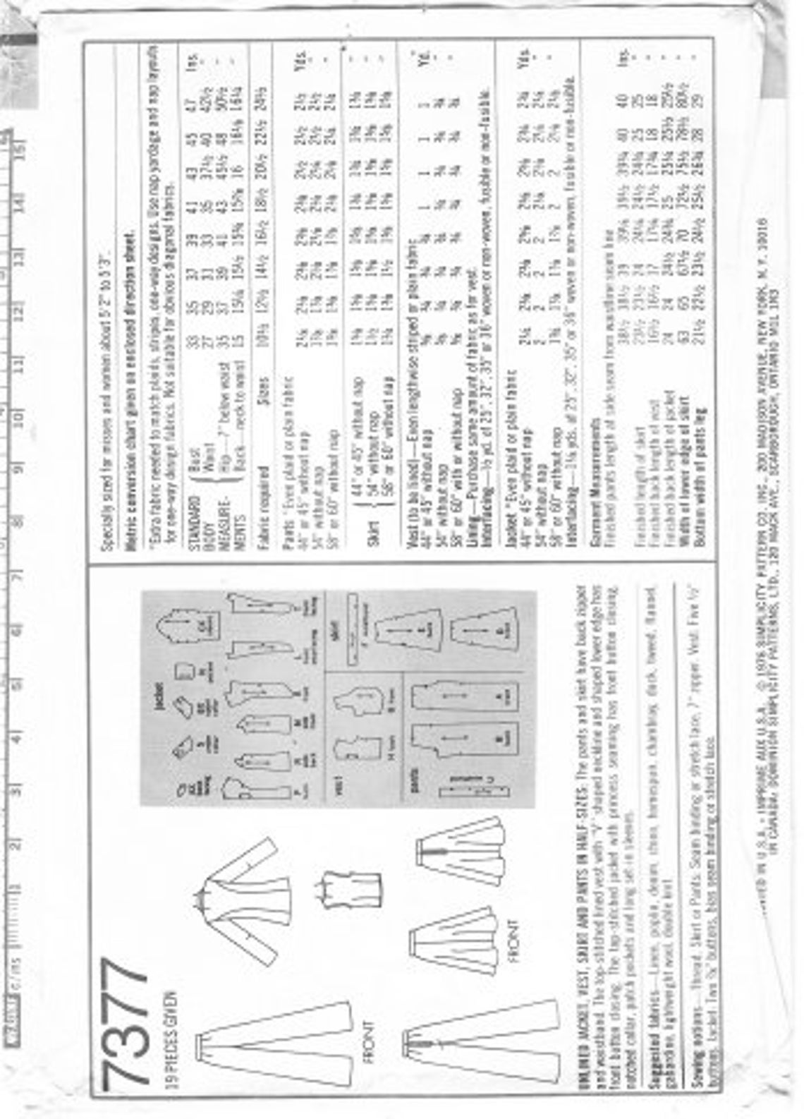 VINTAGE Simplicity Sewing Pattern 7377 Unlined Jacket Vest - Etsy