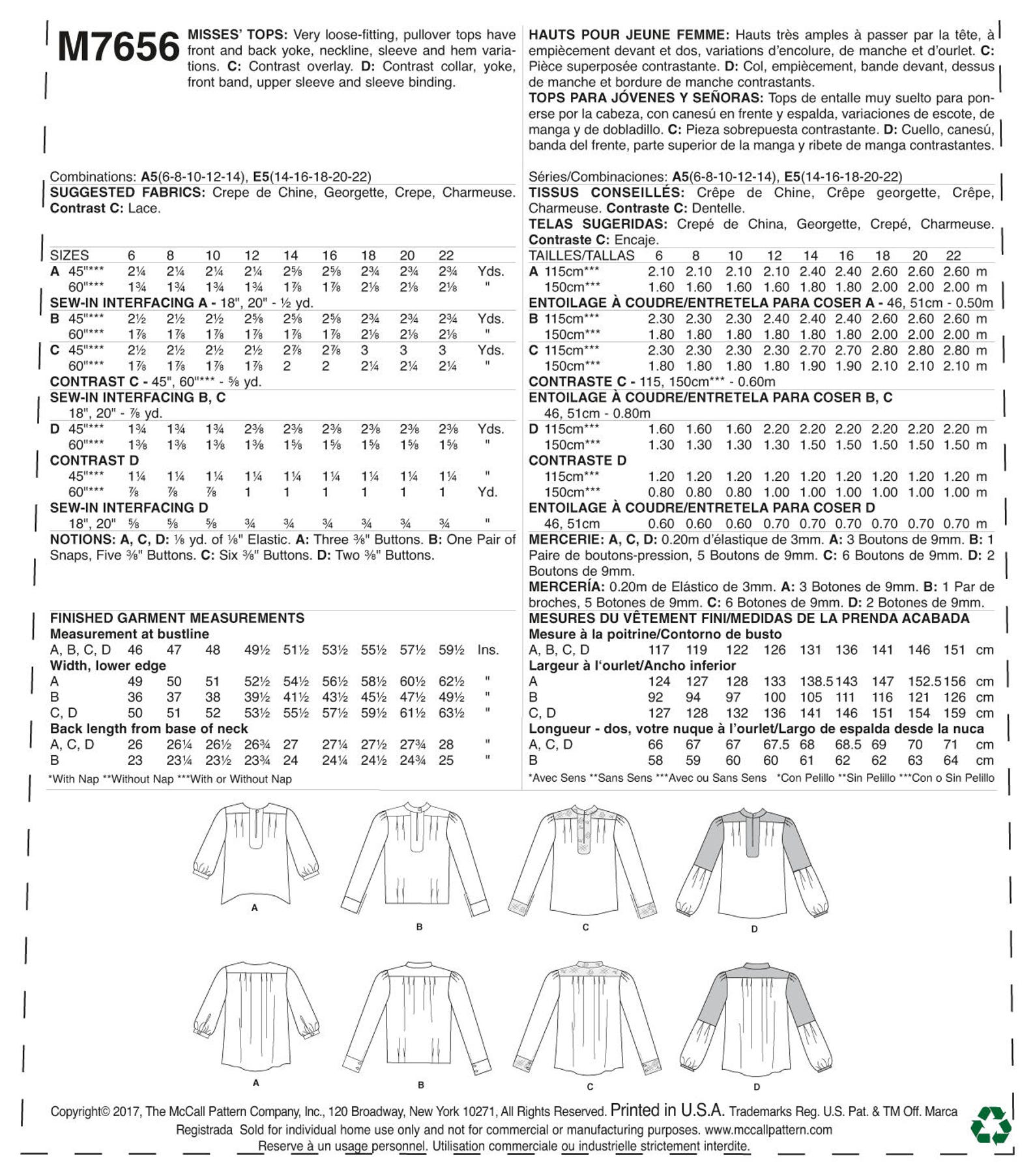 OUT of PRINT Mccall's Sewing Pattern M7656 Misses' | Etsy