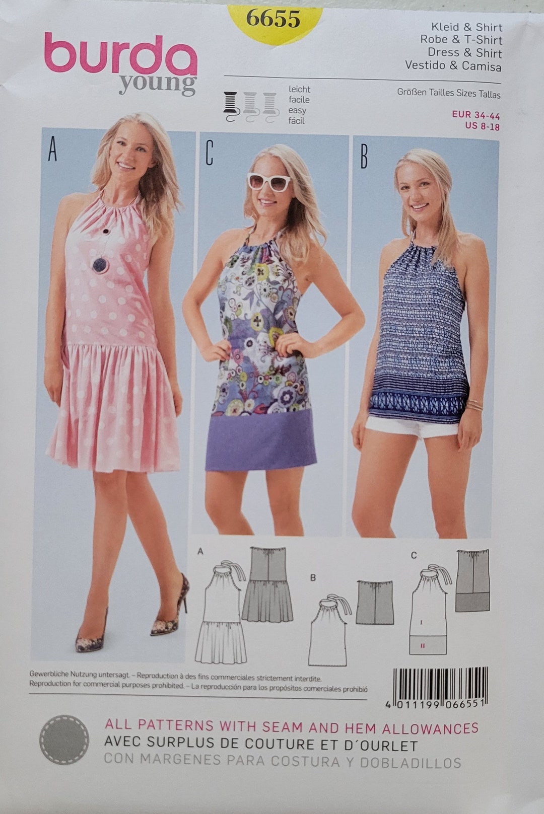 OUT of PRINT Burda Style Sewing Pattern 6655 Misses Dress and Shirt - Etsy