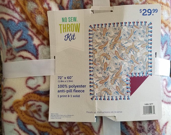 Beige Paisley No Sew Throw Kit - Etsy