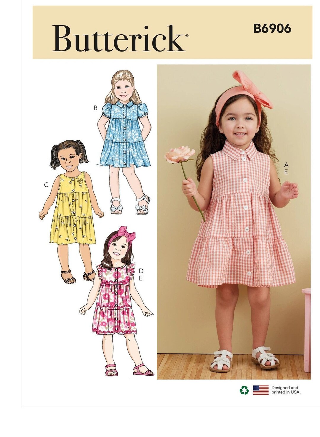 Butterick Sewing Pattern B6906 Toddlers' Dress and Headband - Etsy