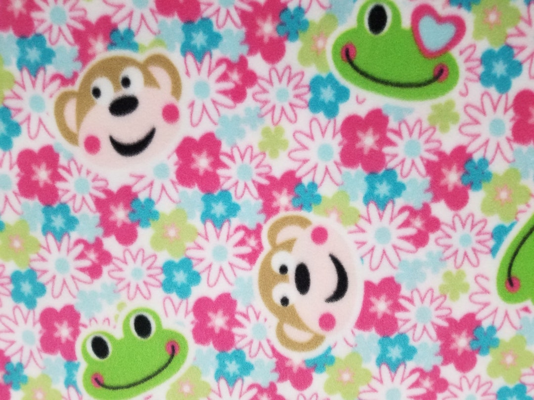 Monkeys and Frogs Fleece Fabric (1 Yard) - Etsy
