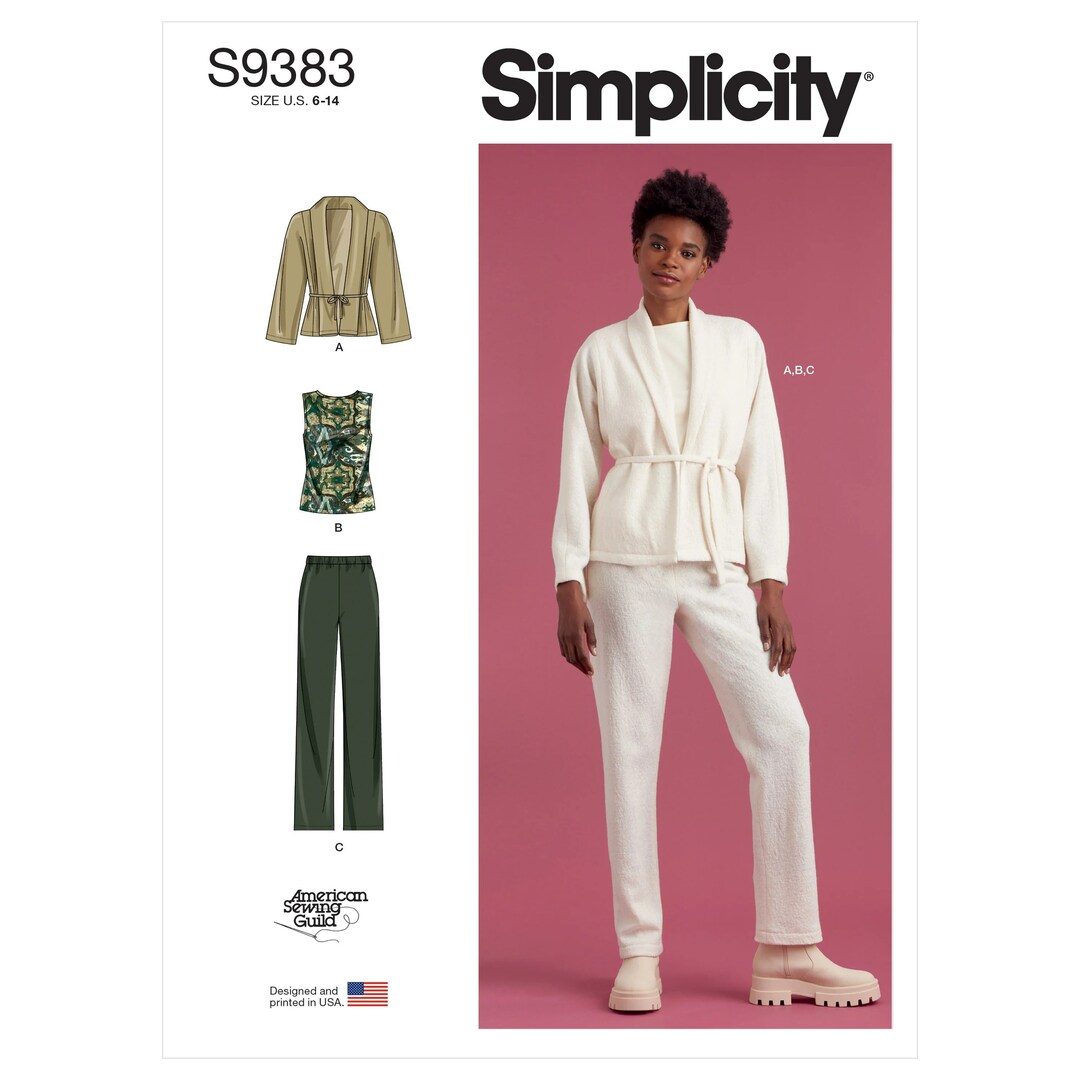Simplicity Sewing Pattern S9383 Misses' Jacket, Knit Top and Pants - Etsy