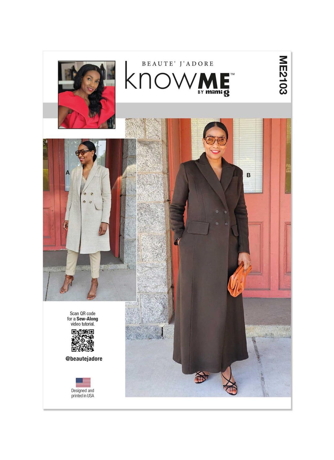 Know Me Sewing Pattern ME2103 Misses' Lined Coat in Two Lengths by ...